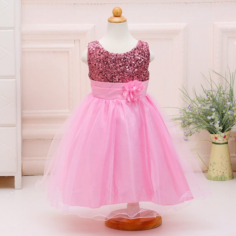 Beautiful Floral glittering pink color fancy party wear frock - Ali ...